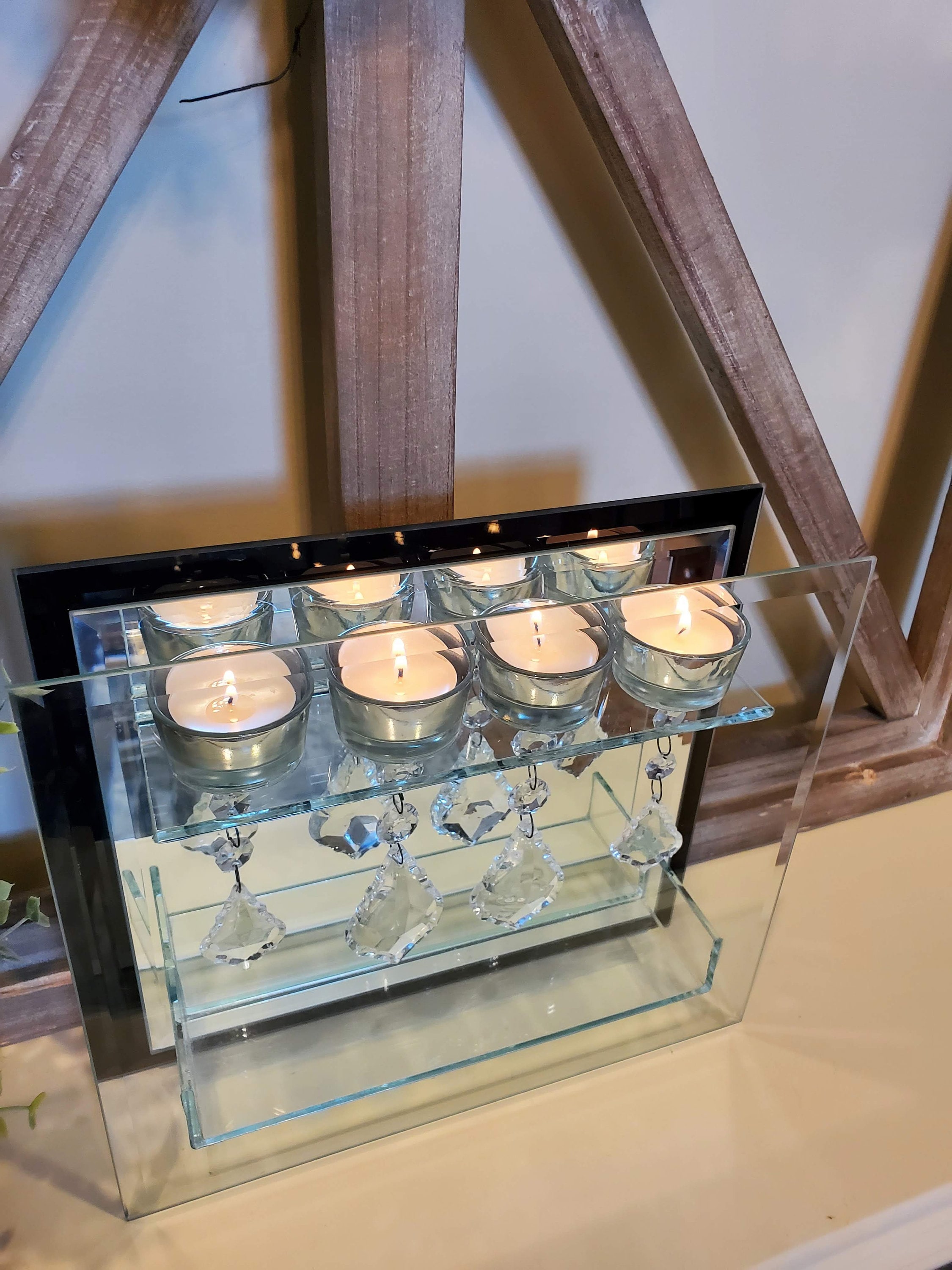 Hanging Crystal Tealight Holder Shadow Box Home Decor Vintage Christmas ...
