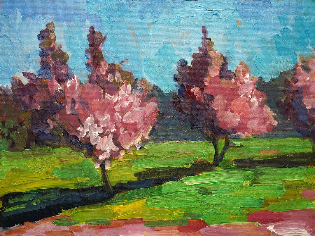 Small Landscape Painting, City Landscape, Oil on Panel, Impressionism ...