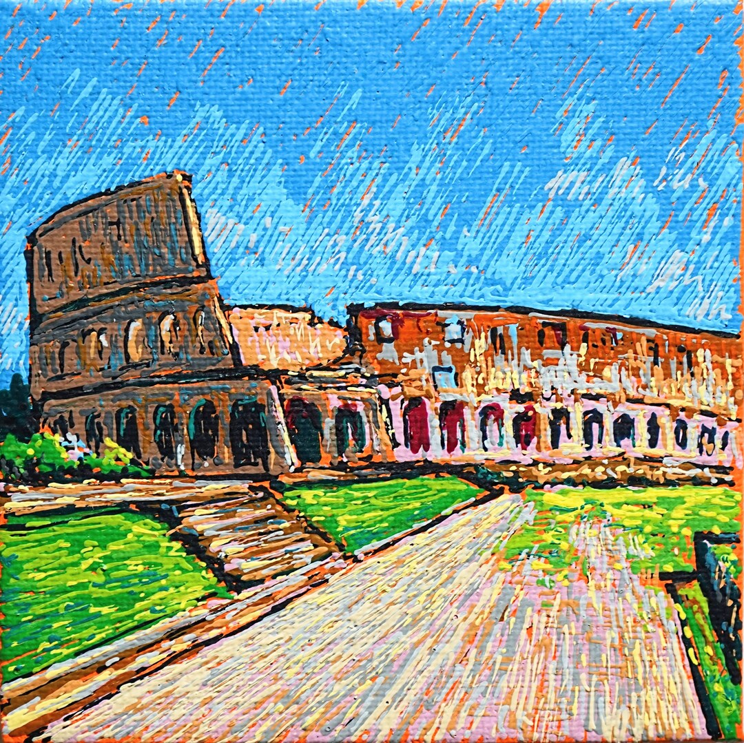 Small Impressionist Painting, Landscape, Colosseum Rome Italy, Acrylic ...