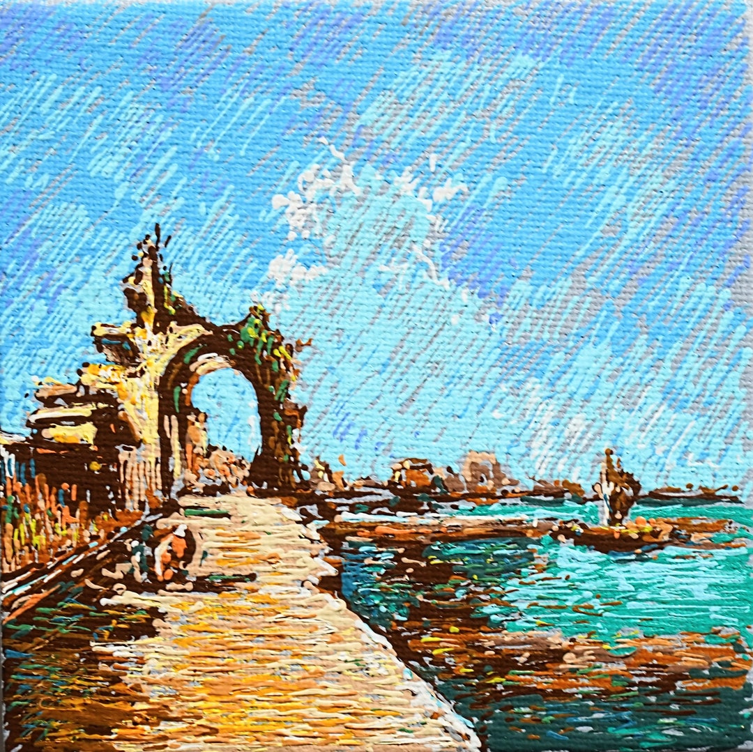 Small Impressionist Painting, Landscape, Francesco Guardi Copy, Acrylic ...