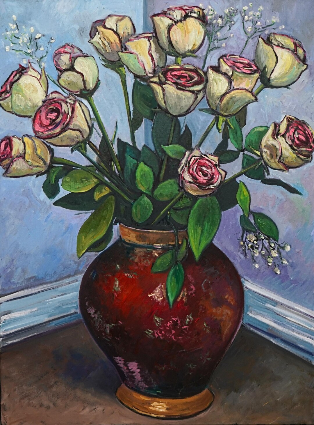 Flower Bouquet Still Life, Original Oil Painting on Canvas ...
