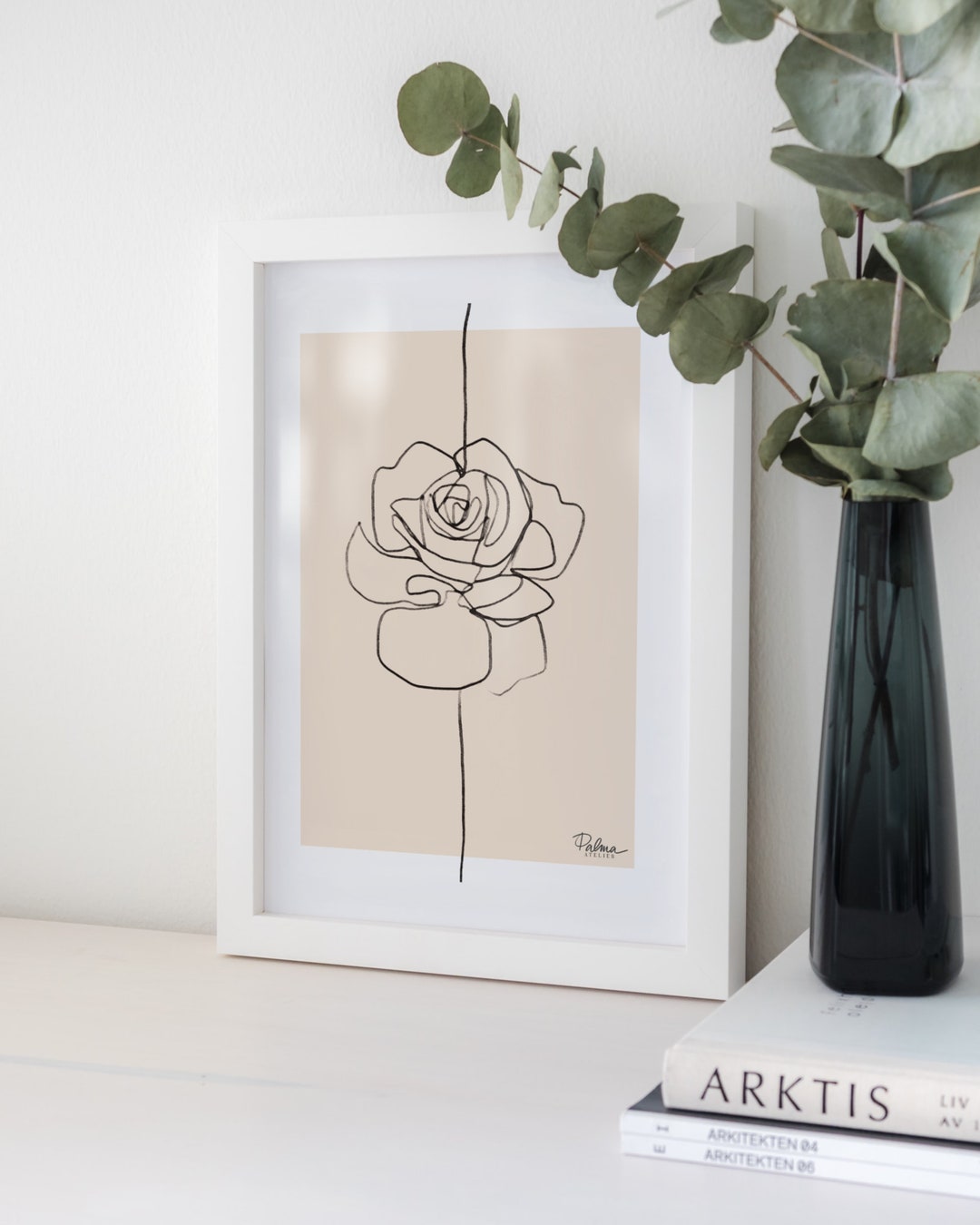 Affiche Rose dessin fleur trait ligne minimaliste line art crayon tracé ...