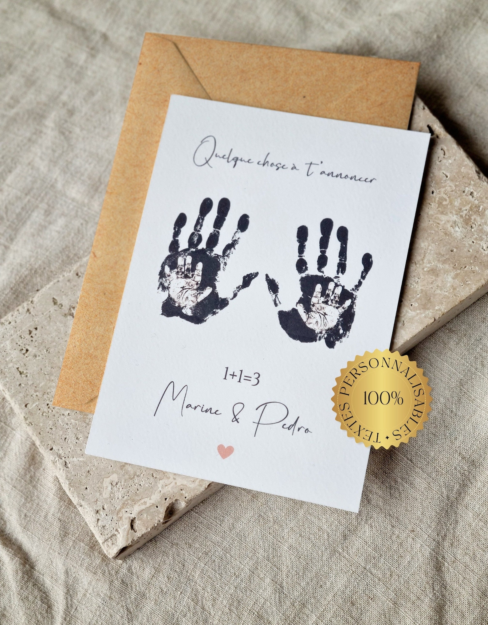 Personalized Pregnancy Announcement Card Handprints Babies Future ...