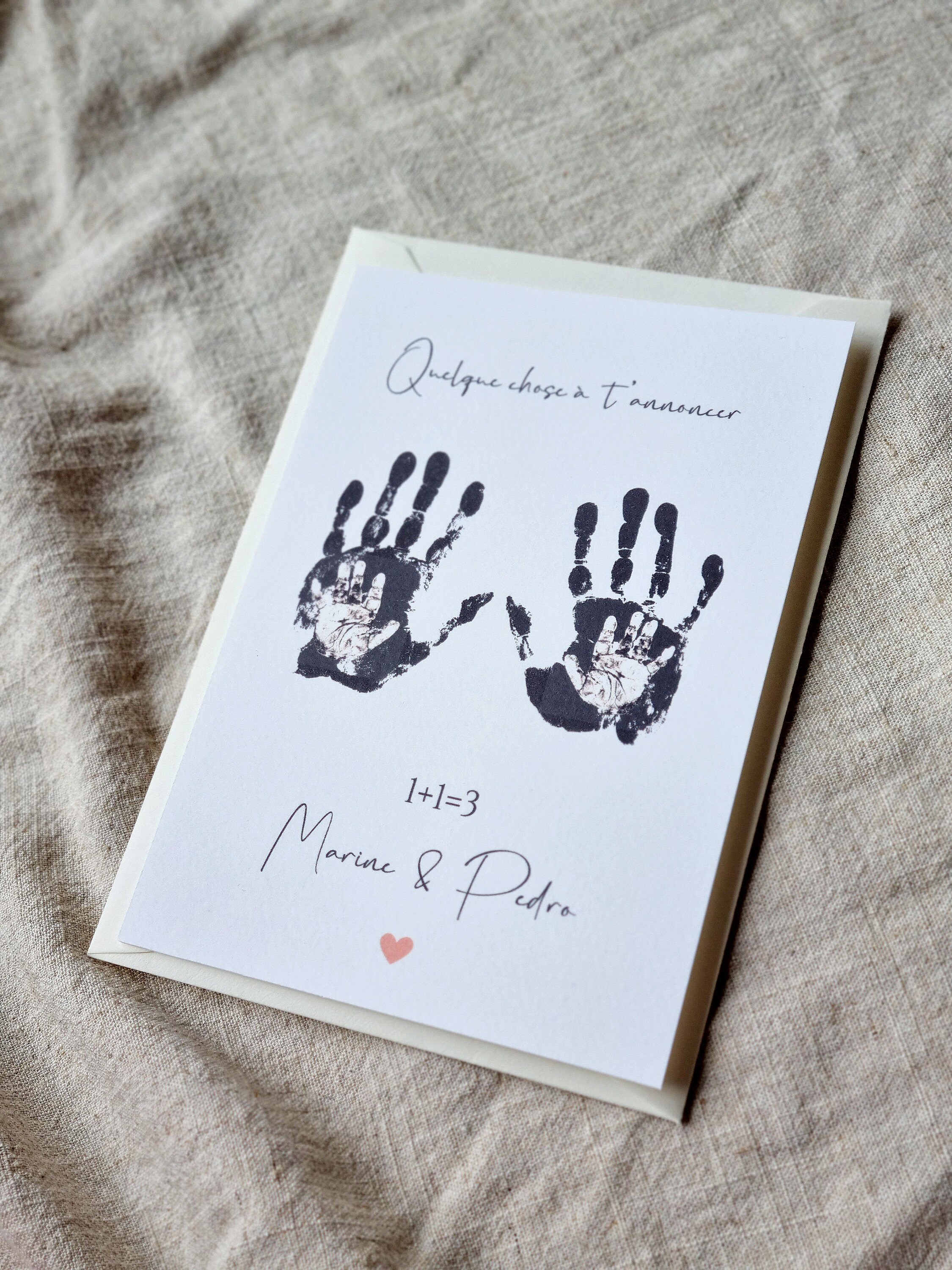 Personalized Pregnancy Announcement Card Handprints Babies Future ...