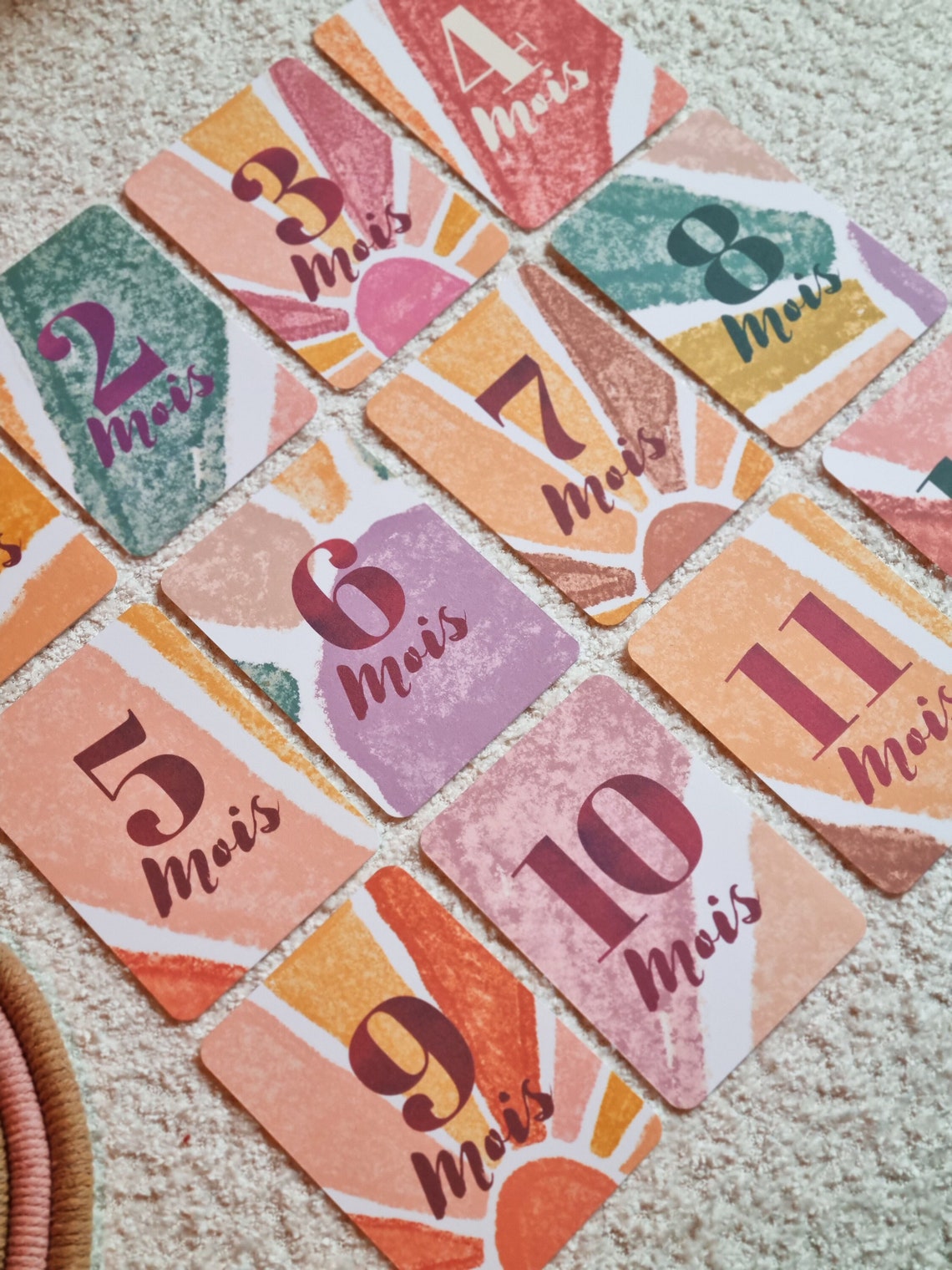 Original Milestone Cards 12 Months Color Rainbow Sun Gift List Birth ...