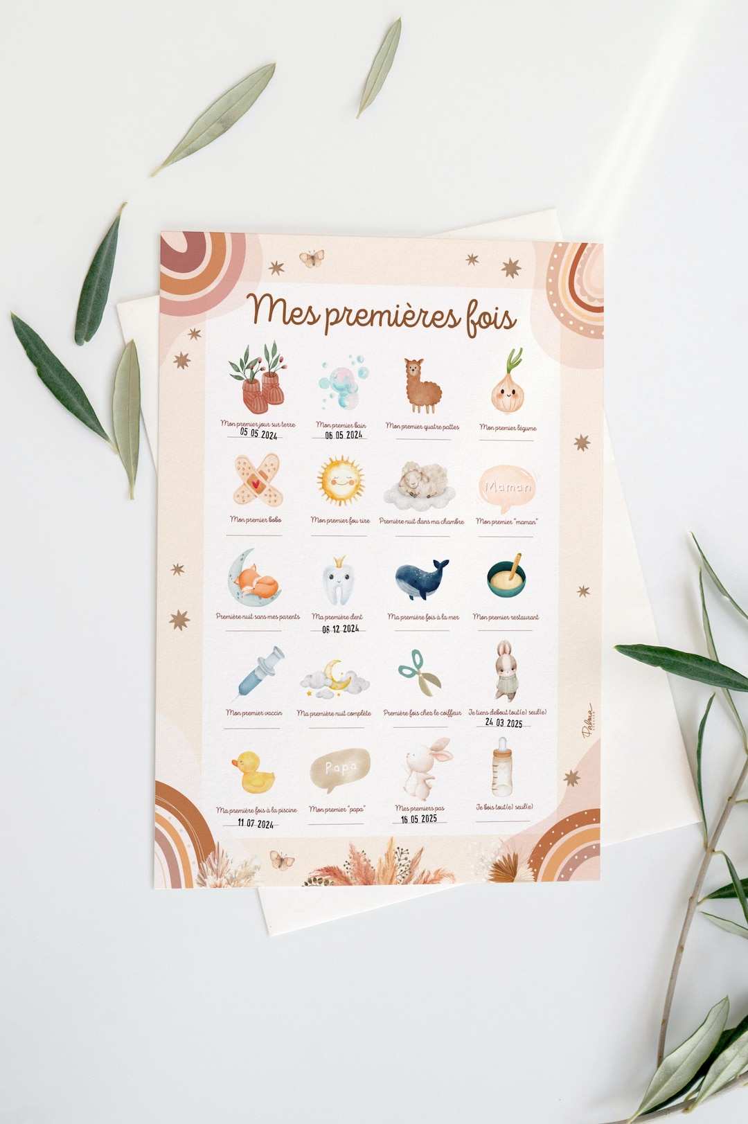 My Baby's Firsts Poster to Complete Memories and Dates Birth Gift Baby ...