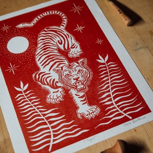 Lino Print, Linocut, Handmade Art Print, Unique Print, Block Print ...