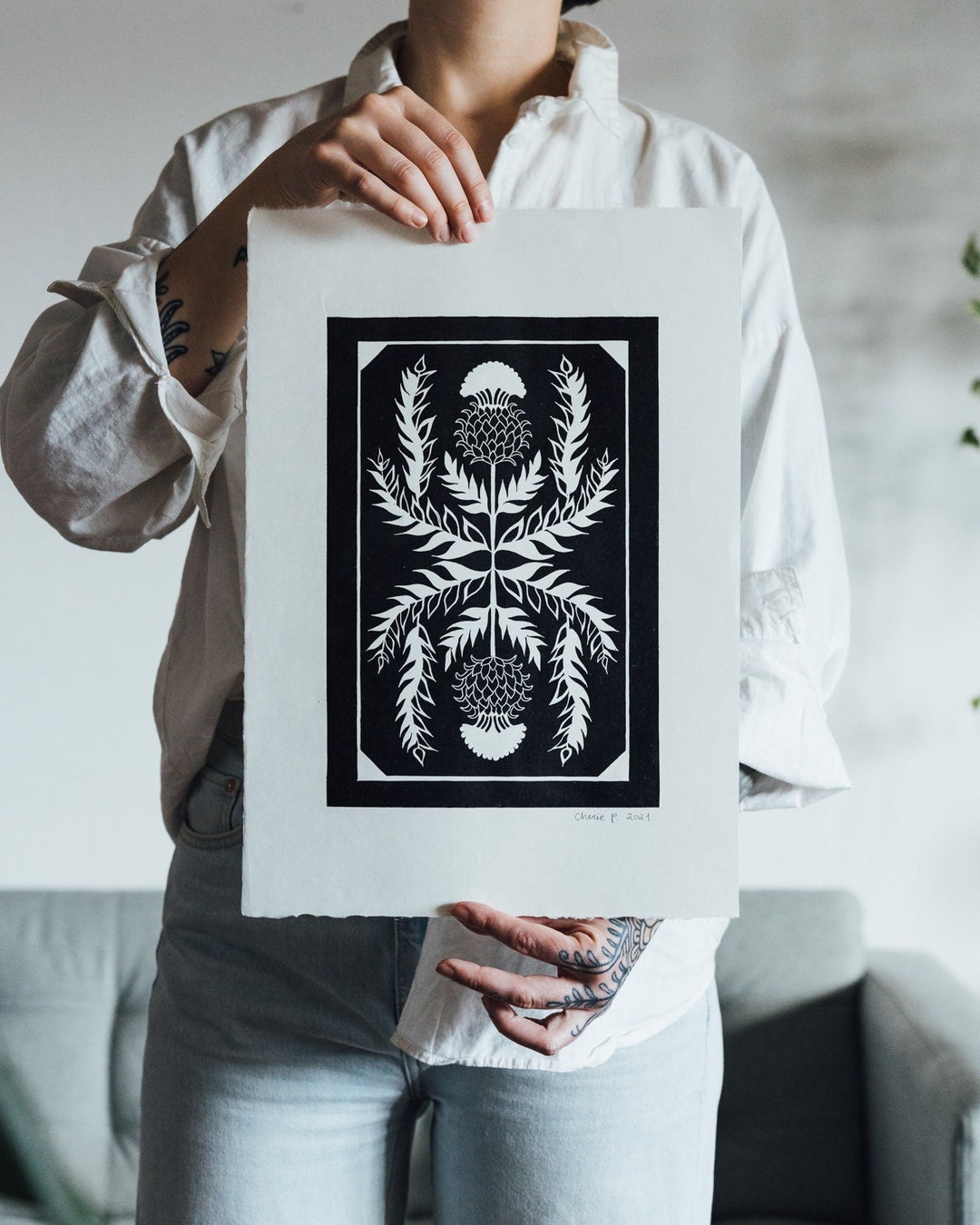 Lino Print, Linocut, Handmade Art Print, Unique Print, Block Print ...