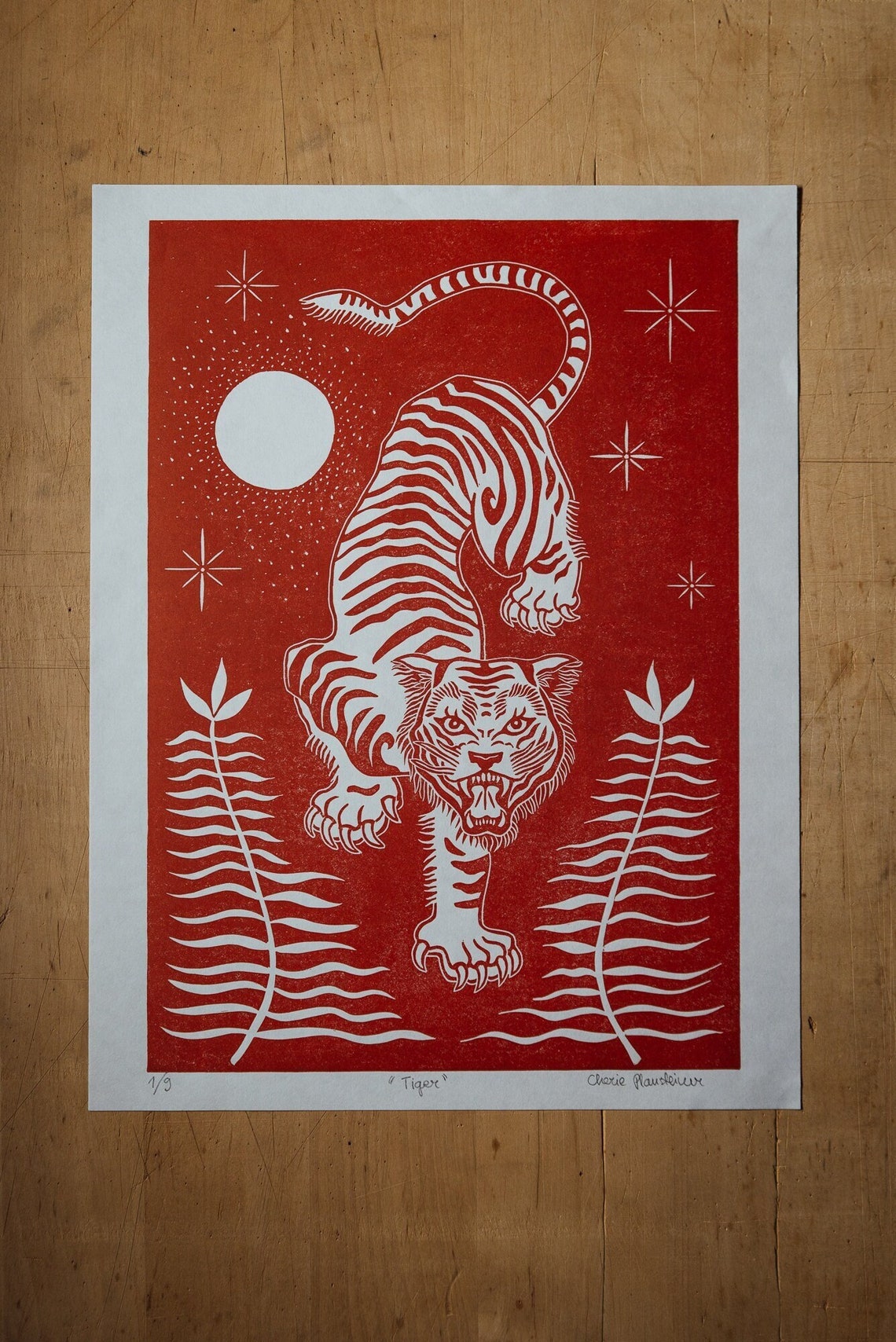 Lino Print, Linocut, Handmade Art Print, Unique Print, Block Print ...