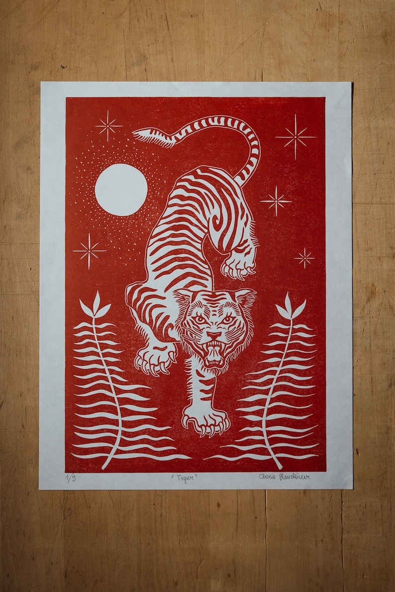 Lino Print, Linocut, Handmade Art Print, Unique Print, Block Print ...