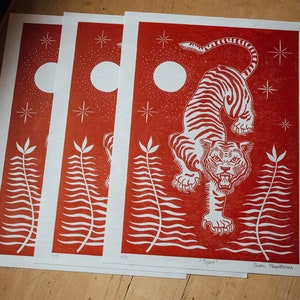 Lino Print, Linocut, Handmade Art Print, Unique Print, Block Print ...