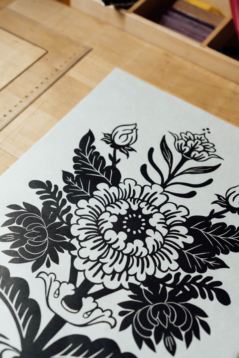 Lino Print, Linocut, Handmade Art Print, Unique Print, Block Print ...