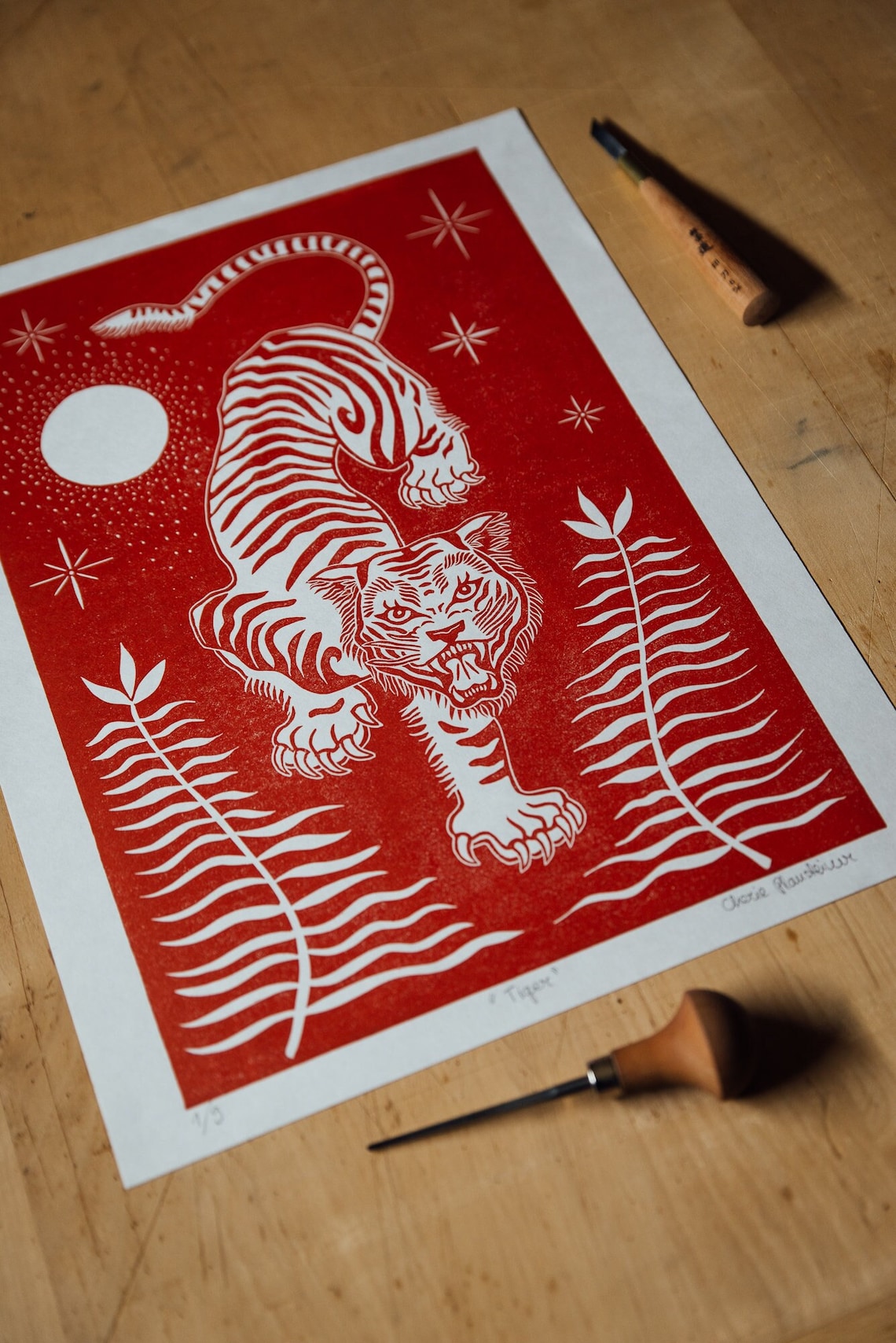 Lino Print, Linocut, Handmade Art Print, Unique Print, Block Print ...