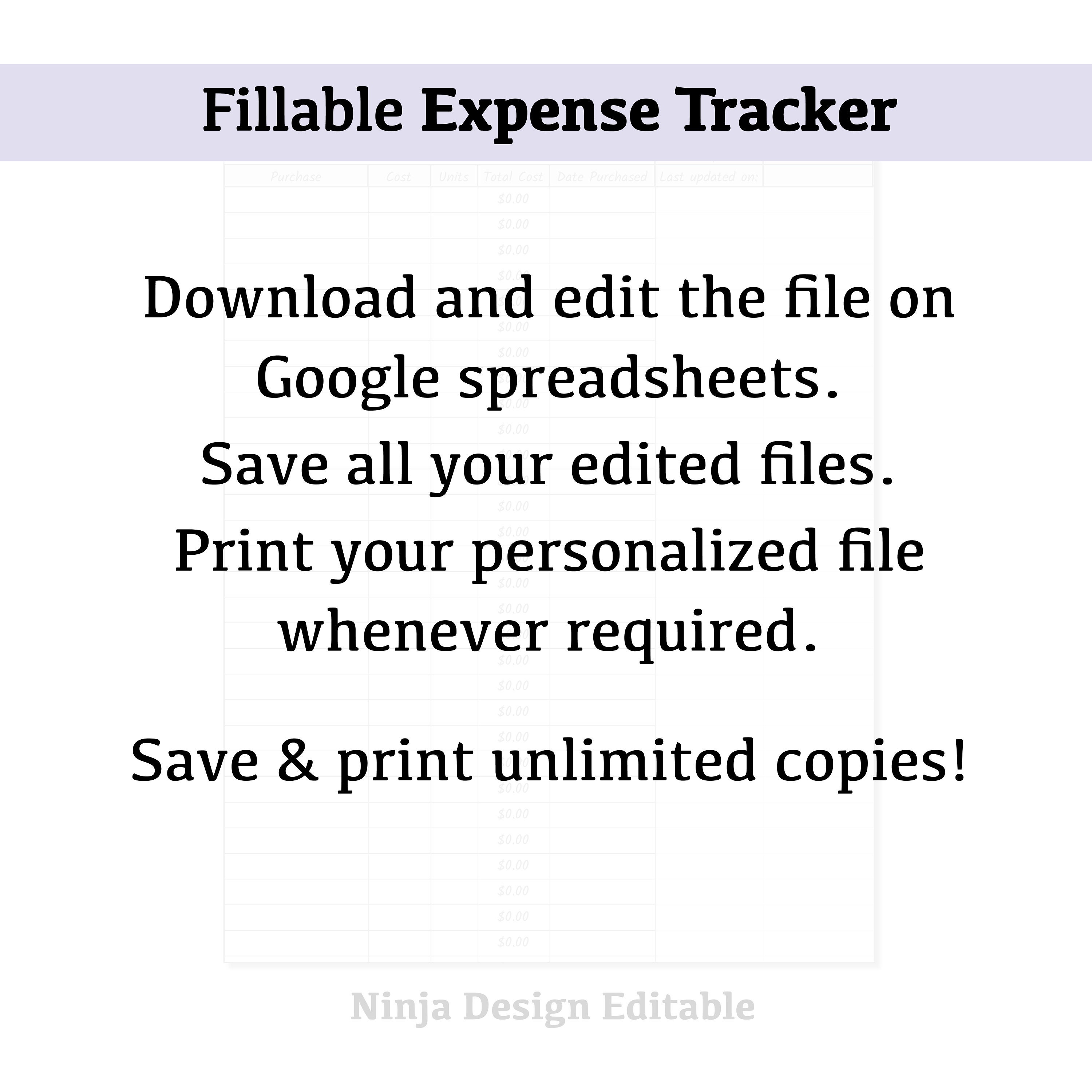Editable Purple Expense Tracker for Business Google - Etsy