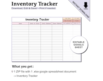 Editable Purple Inventory Tracker for Business Google Spreadsheets ...
