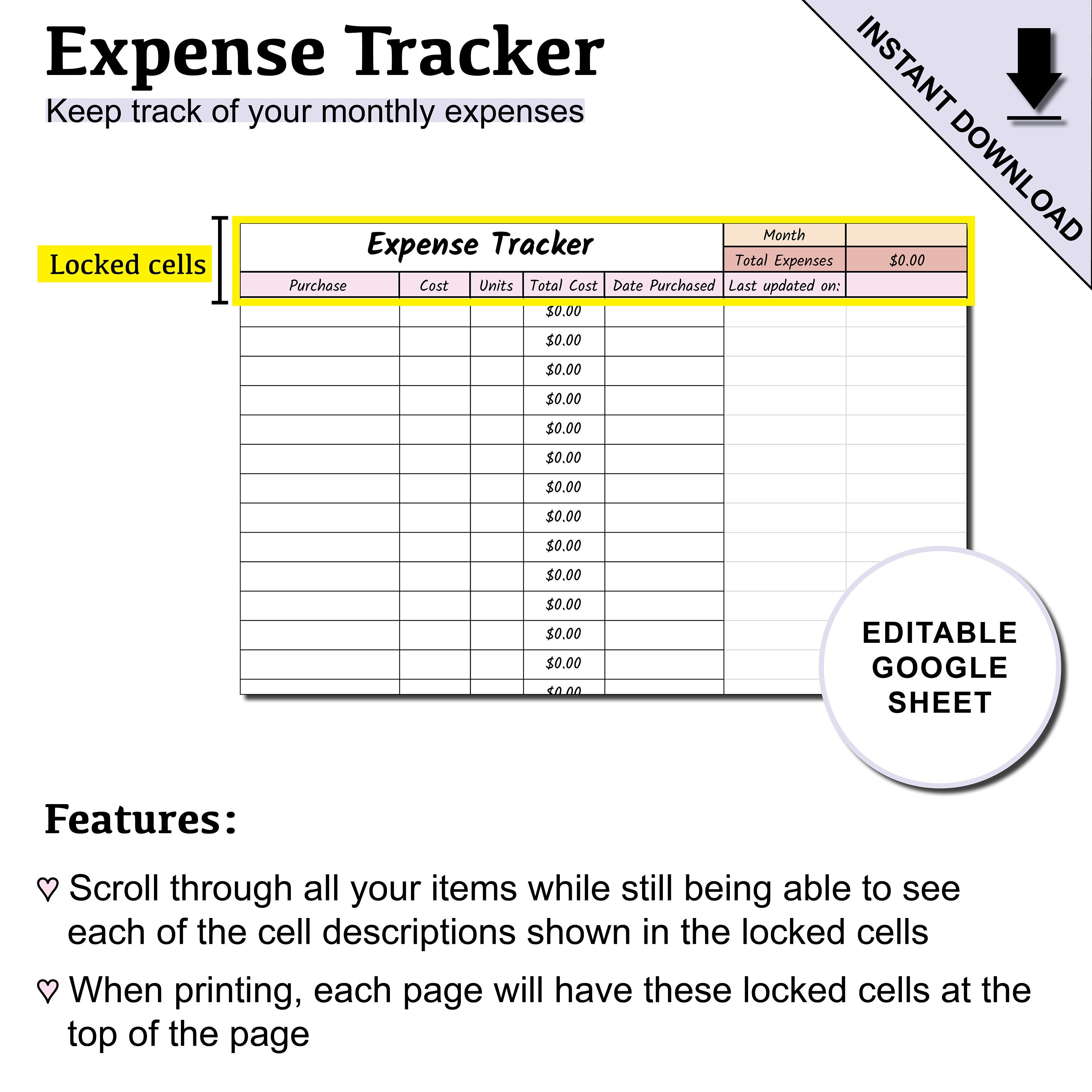 Editable Pink Expense Tracker for Business Google - Etsy