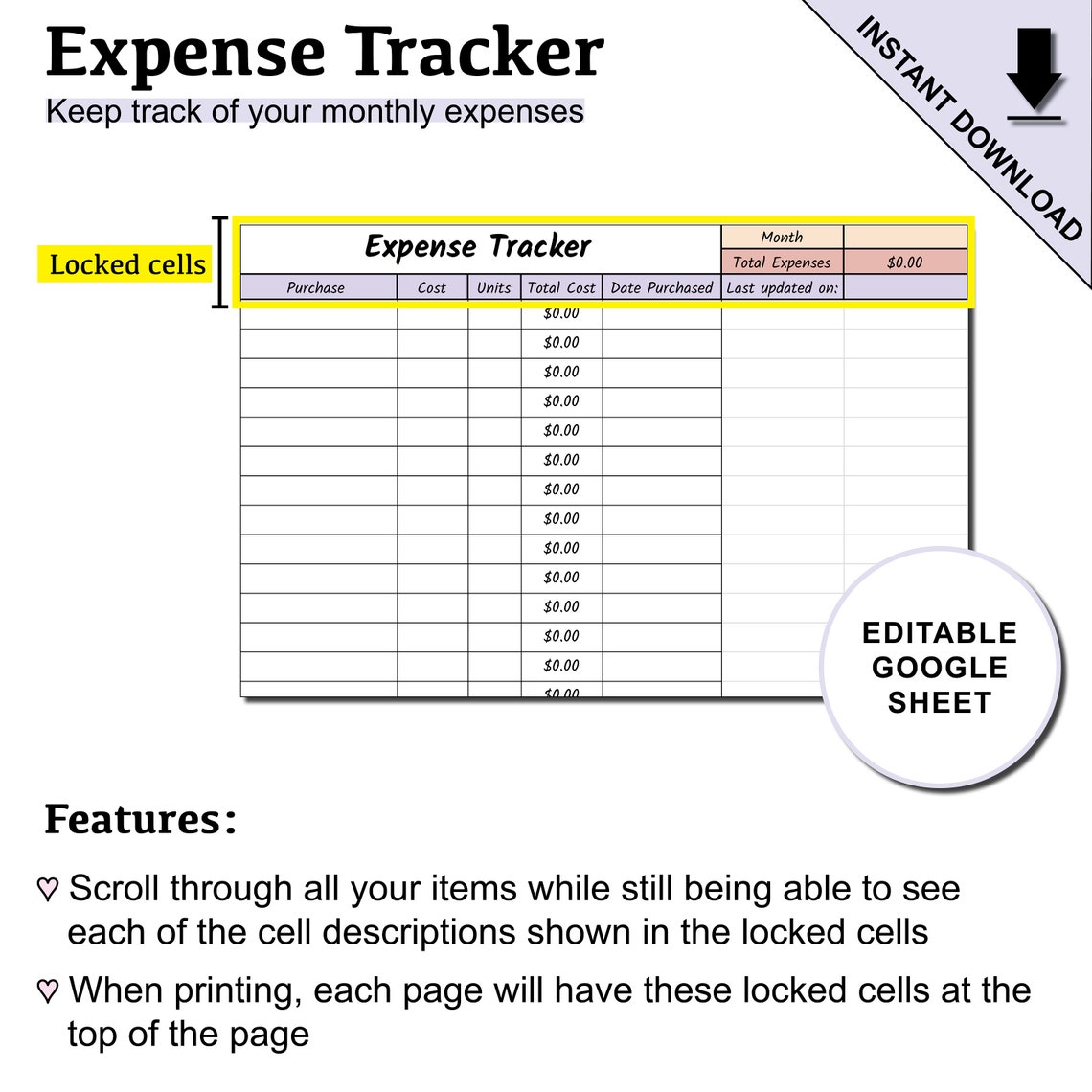 Editable Purple Expense Tracker for Business Google - Etsy