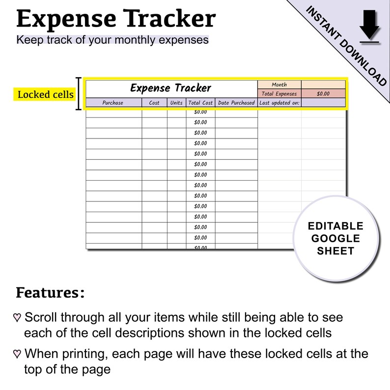 Editable Purple Expense Tracker for Business Google - Etsy