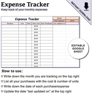 Editable Pink Expense Tracker for Business | Google Spreadsheets ...