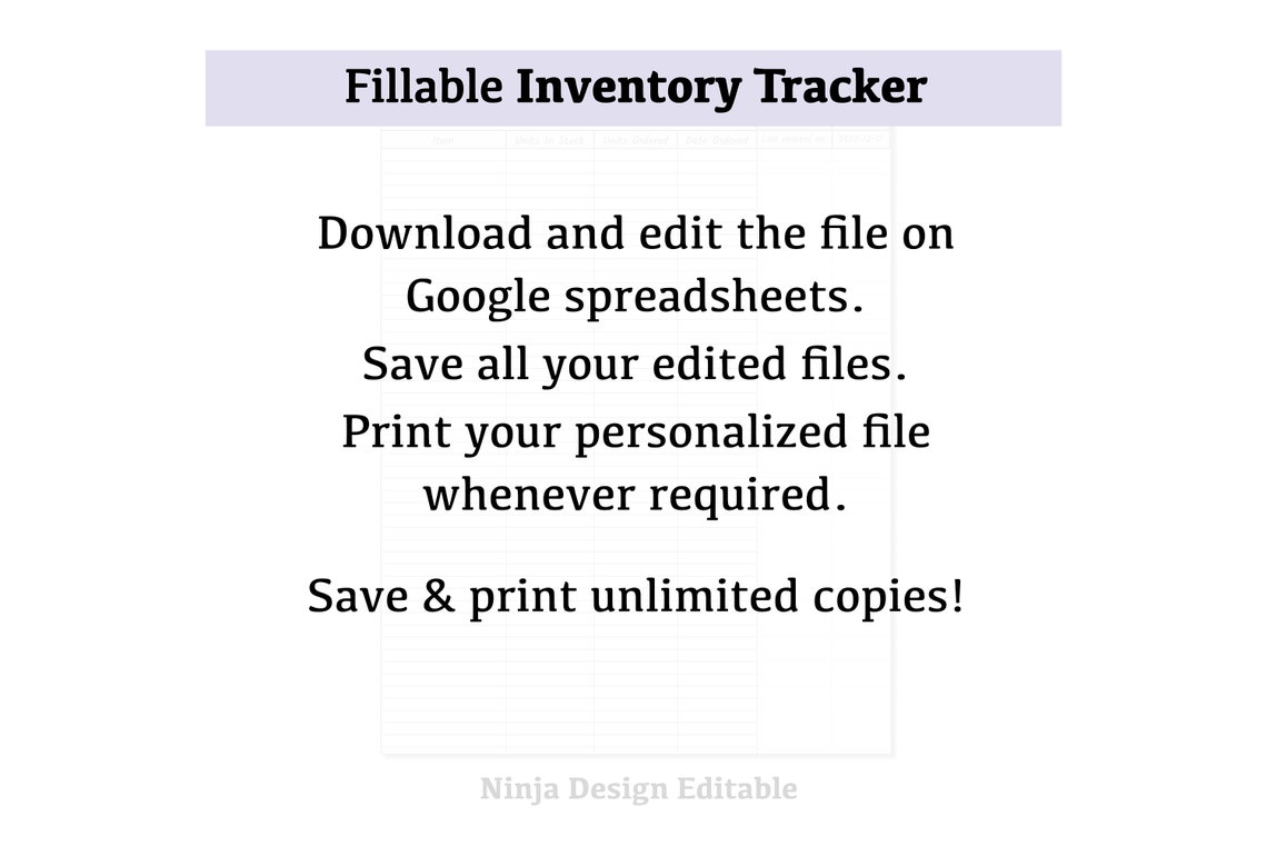 Editable Pink Inventory Tracker for Business Google Spreadsheets ...