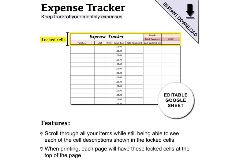 Editable Pink Expense Tracker for Business | Google Spreadsheets ...