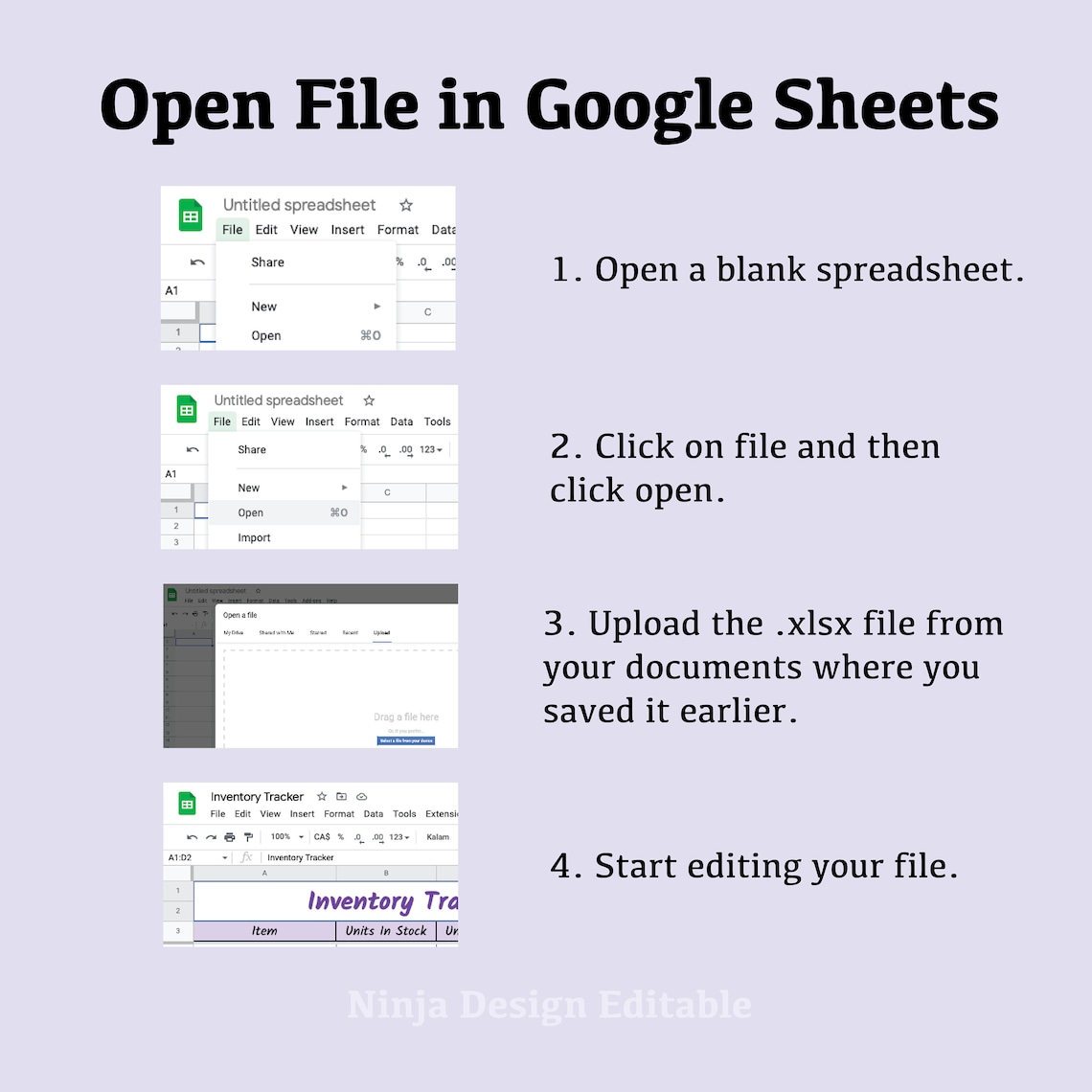 Editable Purple Inventory Tracker for Business Google - Etsy