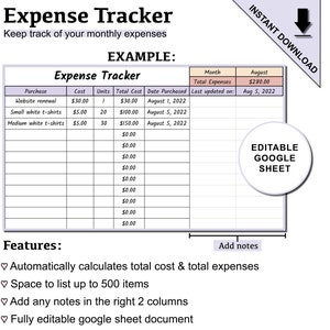 Editable Purple Expense Tracker for Business | Google Spreadsheets ...