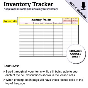 Editable Pink Inventory Tracker for Business Google - Etsy