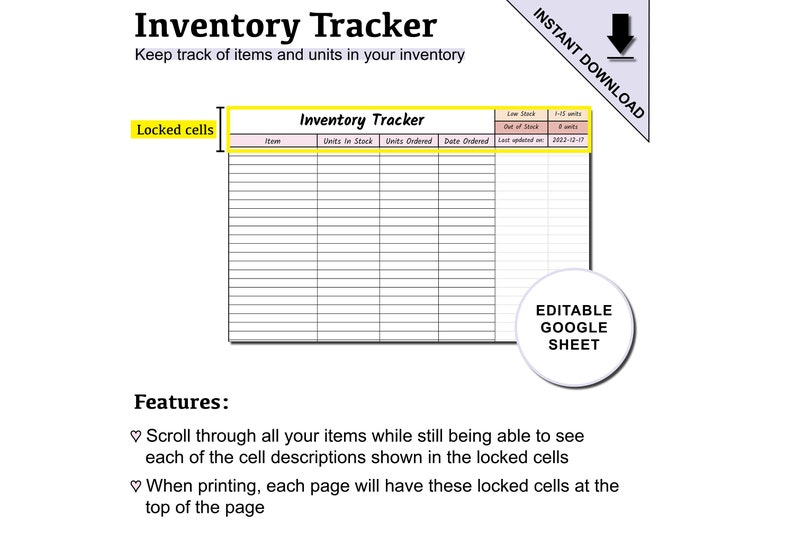 Editable Pink Inventory Tracker for Business | Google Spreadsheets Inventory Tracker Template - Etsy
