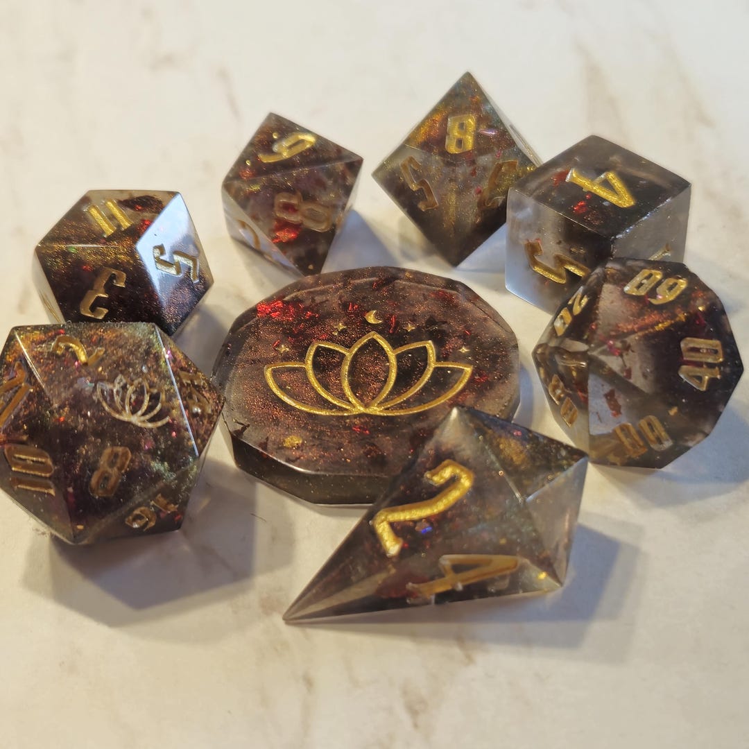 Throne of Embers, Sharp Edge Dice Set, Polyhedral Dice, DND Supplies, 8 ...
