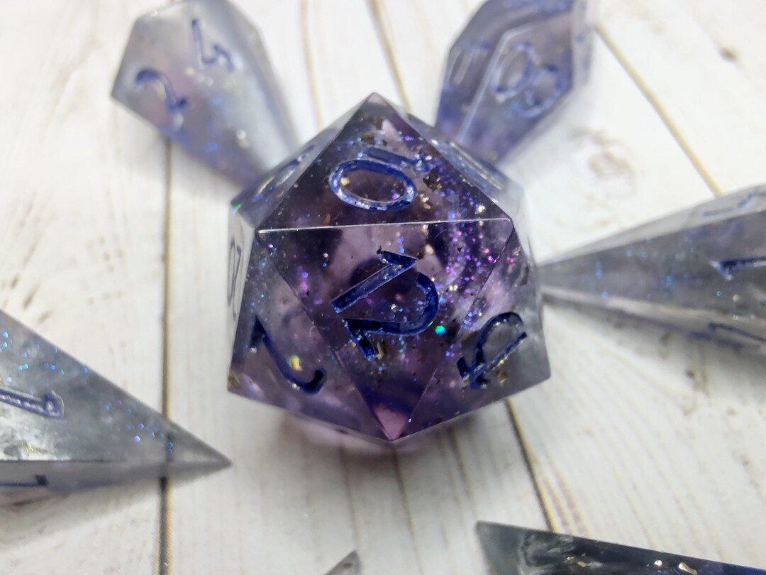 Heaven's Light, 7 Piece Polyhedral Dice Set, Sharp Edge Dice, Handmade ...