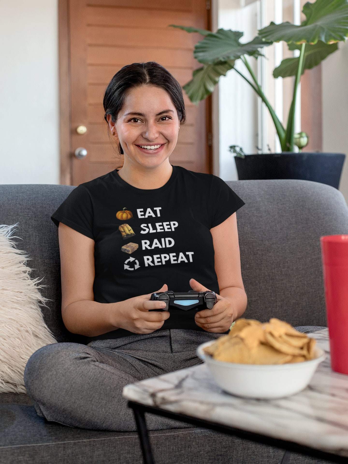 Rust Eat Sleep Raid Repeat T-shirt Gaming T-shirt Black Unisex T-shirt ...