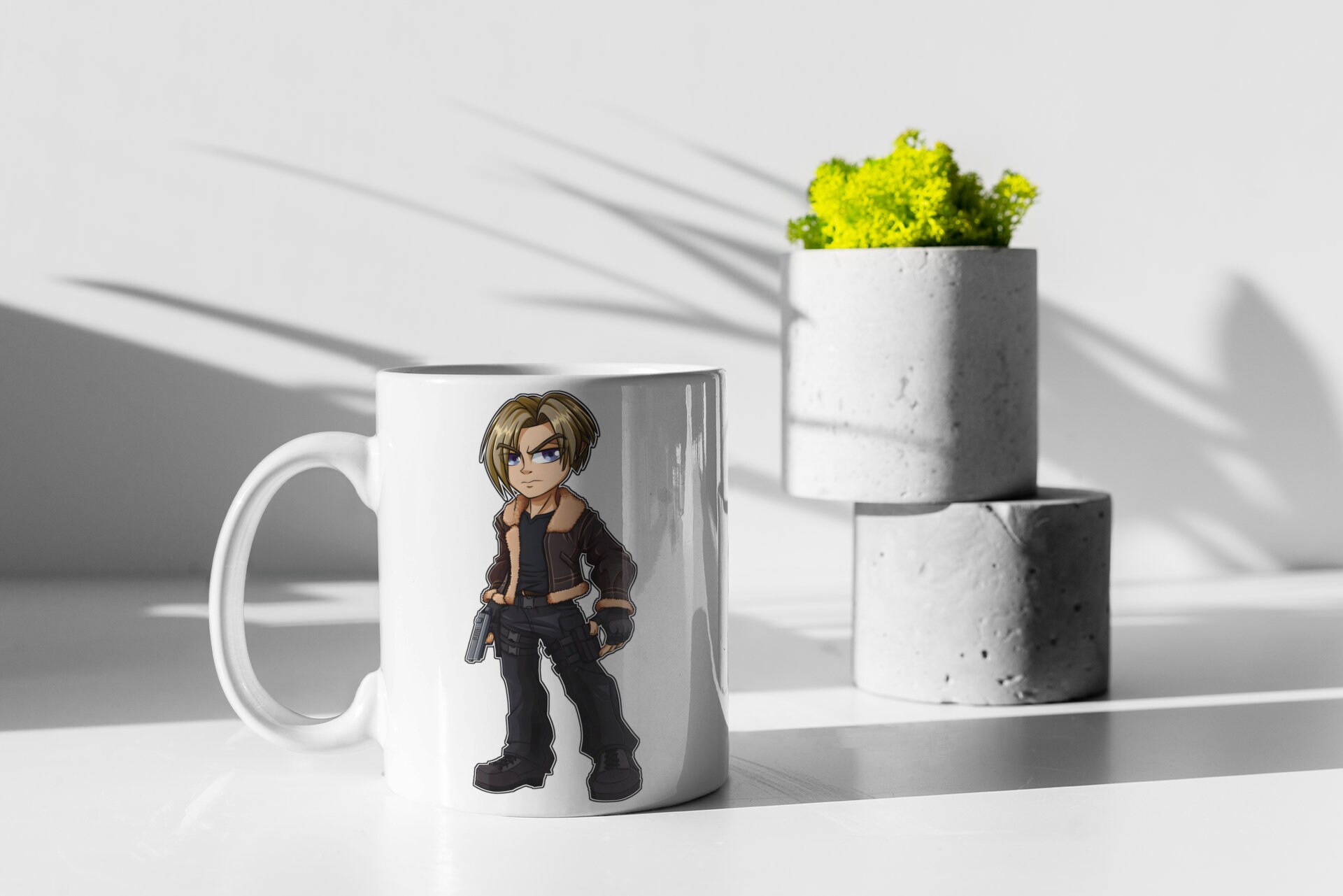 Resident Evil 4 | Cute Chibi Leon Scott Kennedy | 11oz White Glossy Mug ...