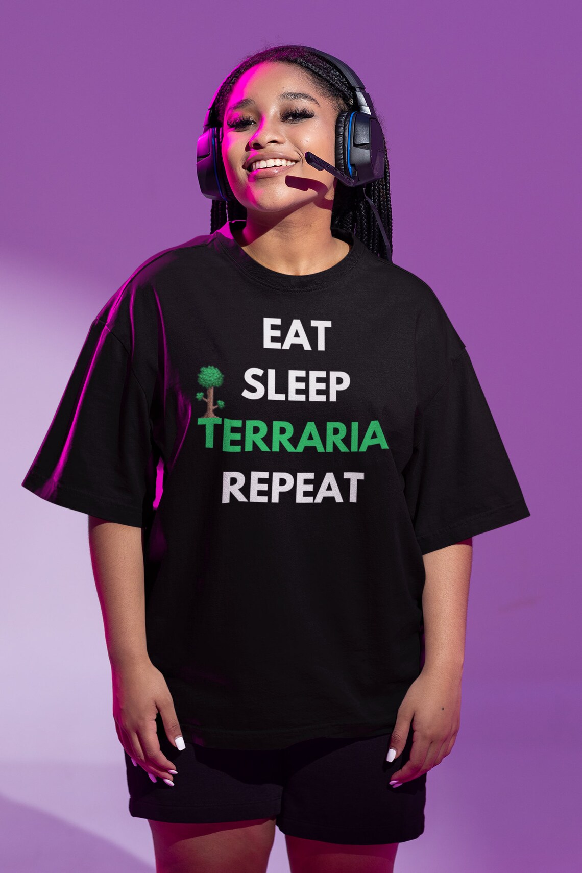 Terraria Eat Sleep Terraria Repeat T-shirt Gaming T-shirt Black Unisex ...
