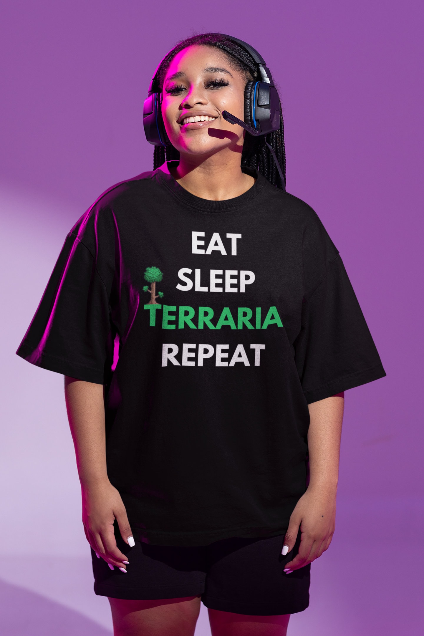 Terraria Eat Sleep Terraria Repeat T-shirt Gaming T-shirt Black Unisex ...