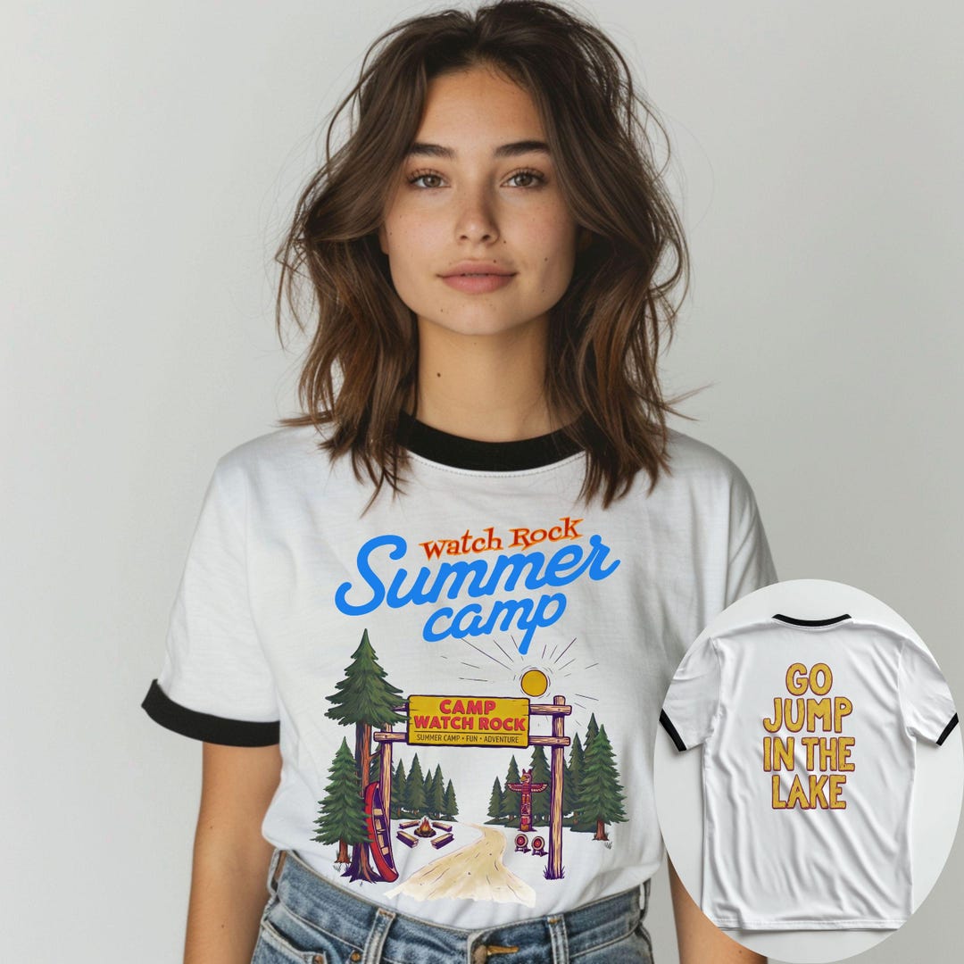 Retro Summer Camp Ringer Tee, Personalized Camper Staff Shirt, Camping ...