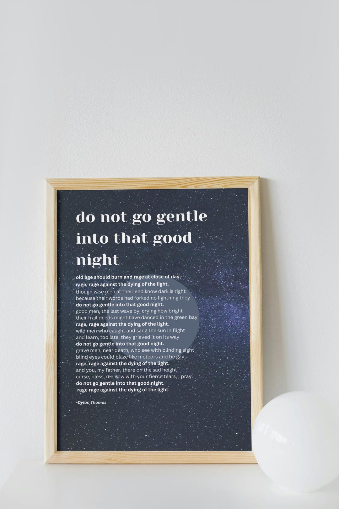 Do Not Go Gentle Into That Good Night. Printable Poster. Dylan Thomas ...