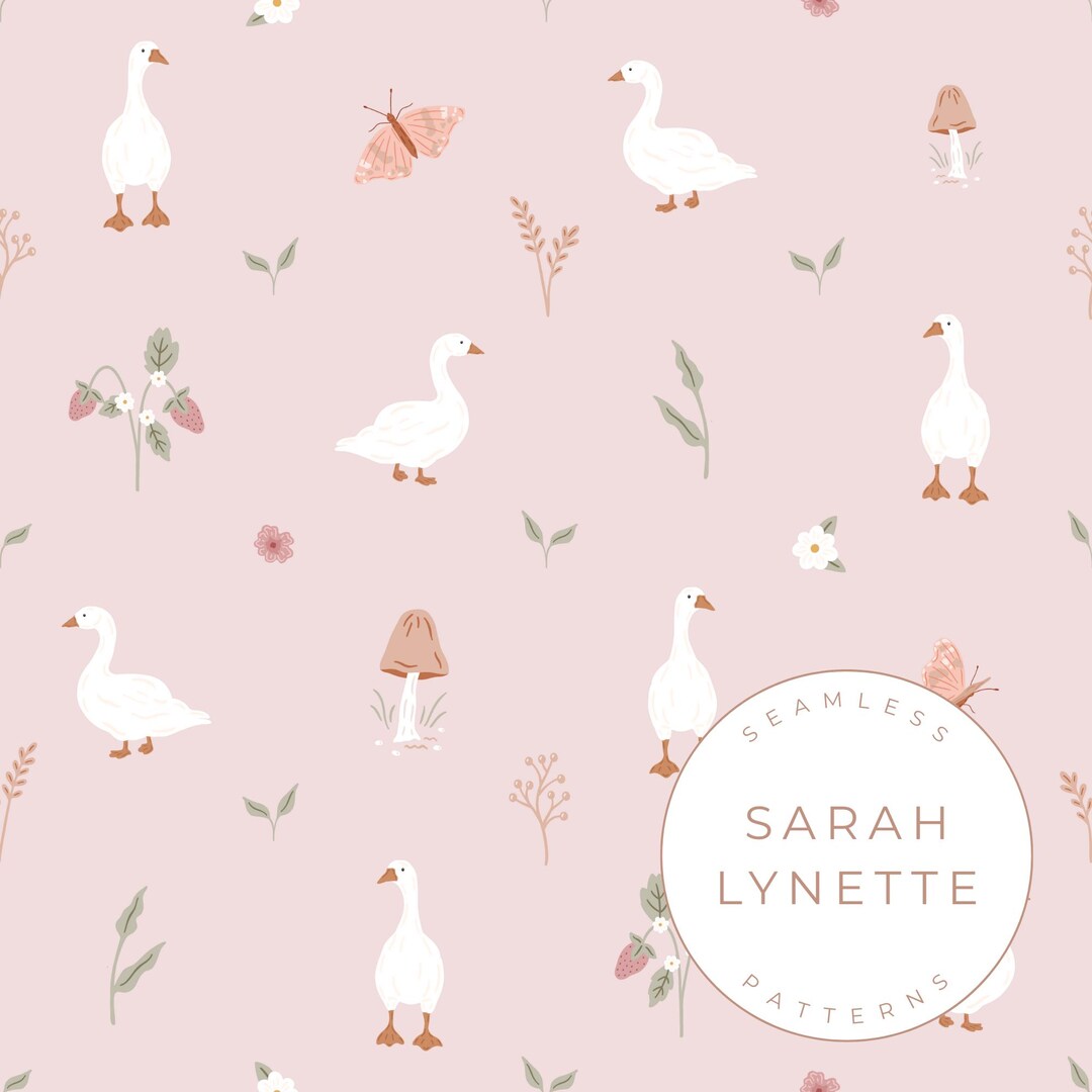 Goose Digital Paper | Geese Farm Animals Soft Blush Pink Baby Girls ...