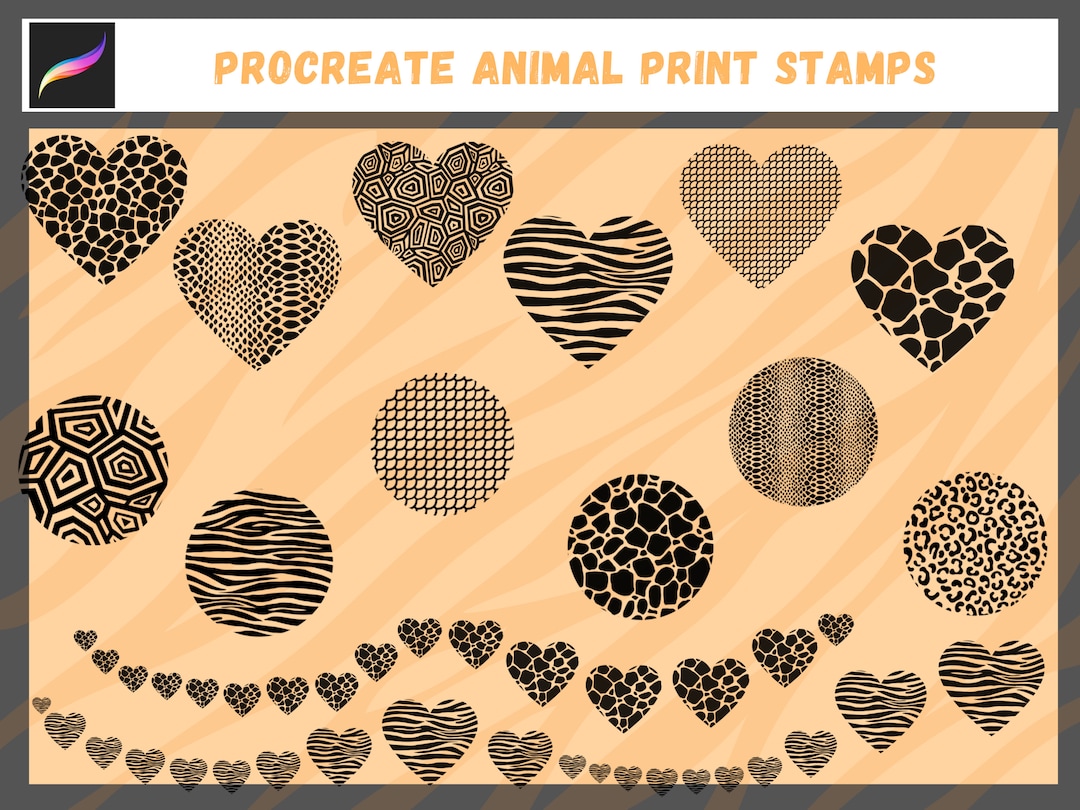 Procreate Animal Print Stamps, Procreate Stamp Set, Digital Animal ...