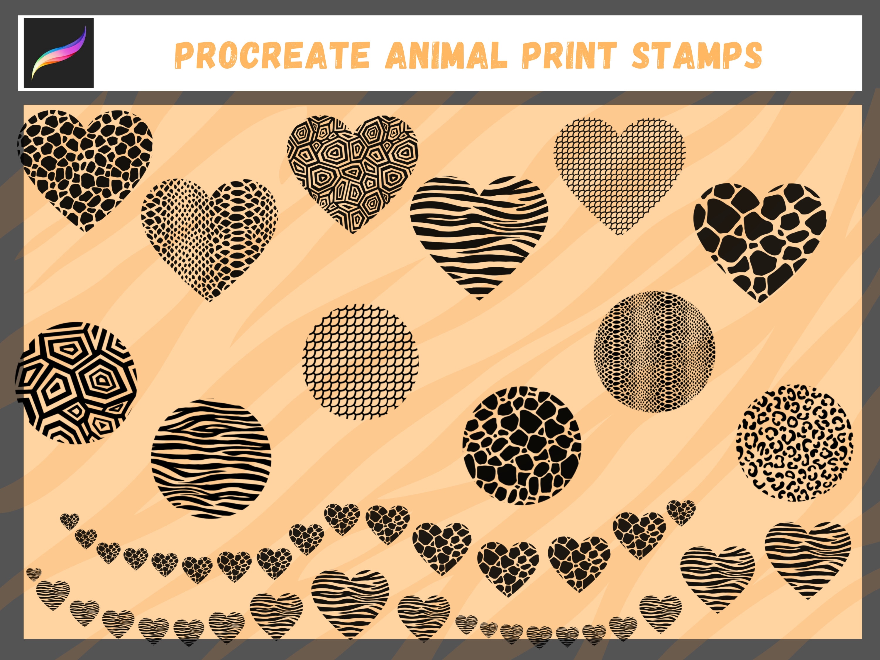 Procreate Animal Print Stamps, Procreate Stamp Set, Digital Animal ...
