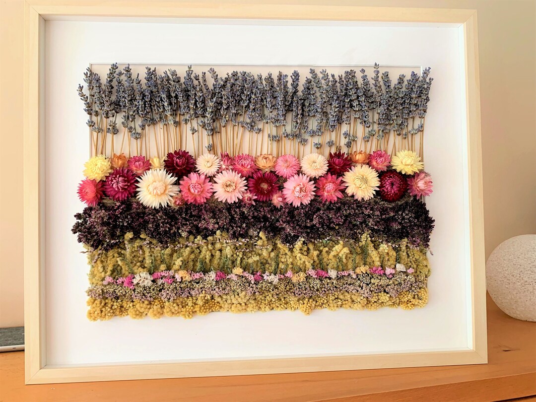 3d Dried Flower Collage, Real Flower Picture, Modern Art, Mural of ...