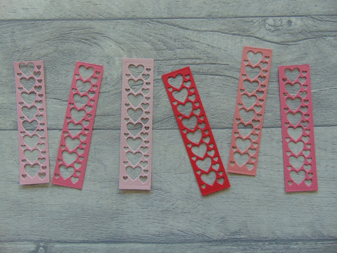 Die Cut Hearts Embellishments Pack - Shades of Pink 11cm X 2.5cm (max ...