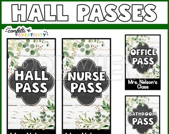 Set of 4 Farmhouse Classroom Hall Passes | Modern Farmhouse Teacher ...
