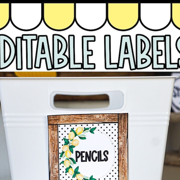 10 Drawer Cart Labels for the Classroom Lemon Farmhouse Classroom Decor ...