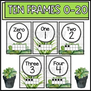 Classroom Number Posters With Ten Frames 0-20 | Plant Classroom Decor ...