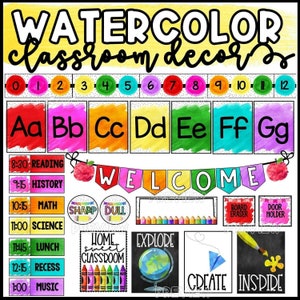 Watercolor Classroom Decor Bundle: Colorful Theme (digital Download) - Etsy