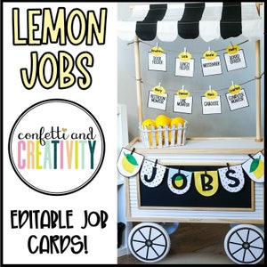 Lemon Classroom Jobs Display: Editable Cards (digital Download) - Etsy
