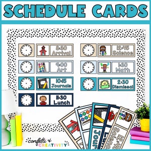 Classroom Daily Schedule Cards Editable Classroom Schedule Elementary ...