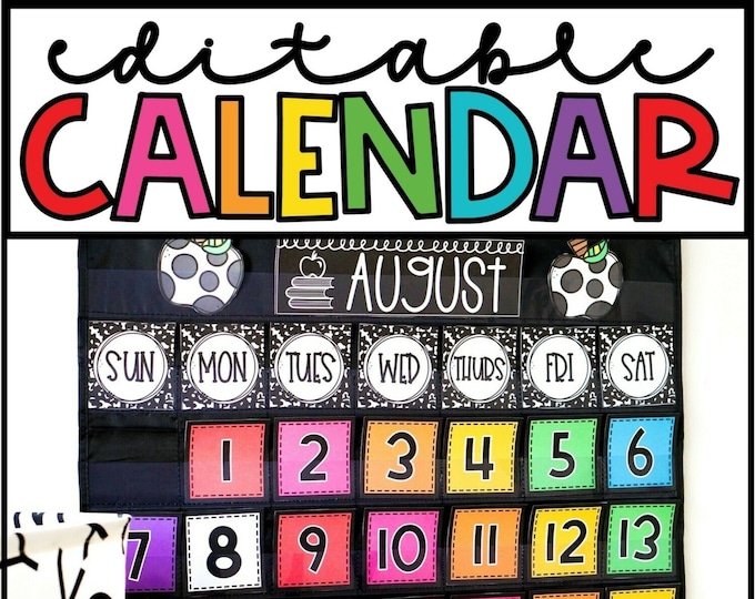 Retro Pastel Calendar | Pocket Chart | Happy Classroom Decor - Etsy Canada