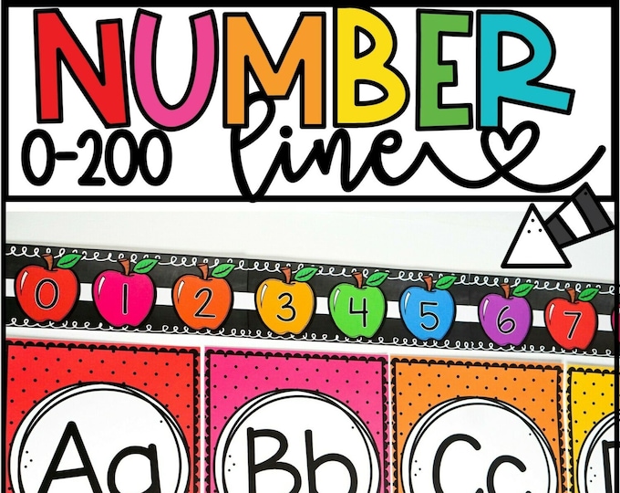 Printable Large Number Line, Pastel Colors Number Line, Number Line ...